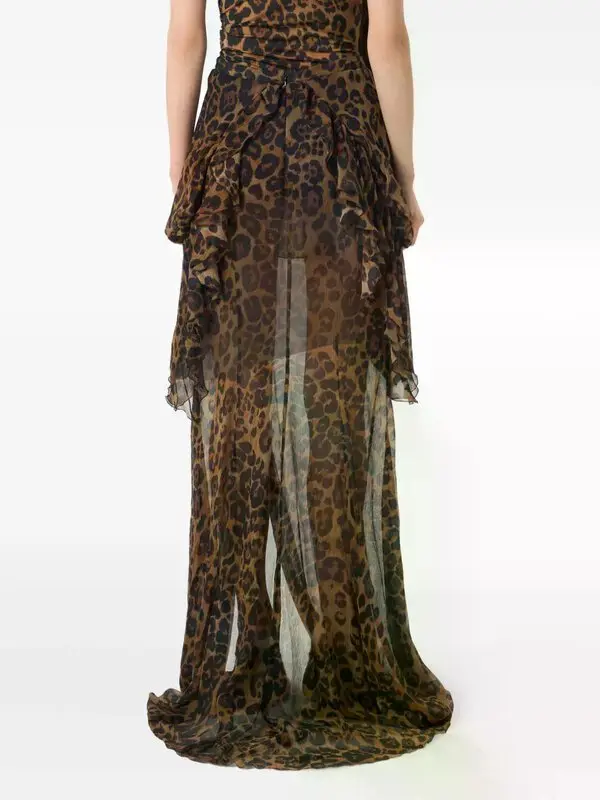 Blumarine Printed Ruffled-detail Skirt - Brown
