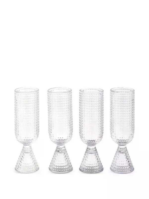 POLSPOTTEN Rooftop Textured Champagne Glasses - White