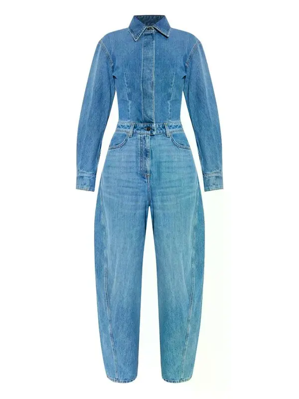 Givenchy Denim Shirt-collar Jumpsuit - Blue