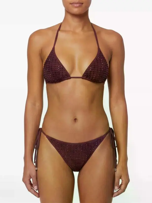 VENUJA Rhinestone-embellished Triangle Bikini - Red