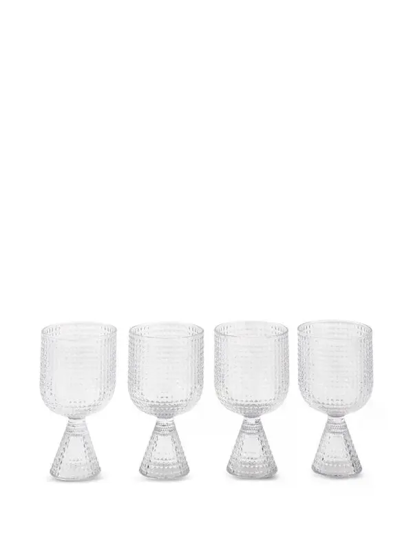 POLSPOTTEN Rooftop Textured Wine Glasses - White