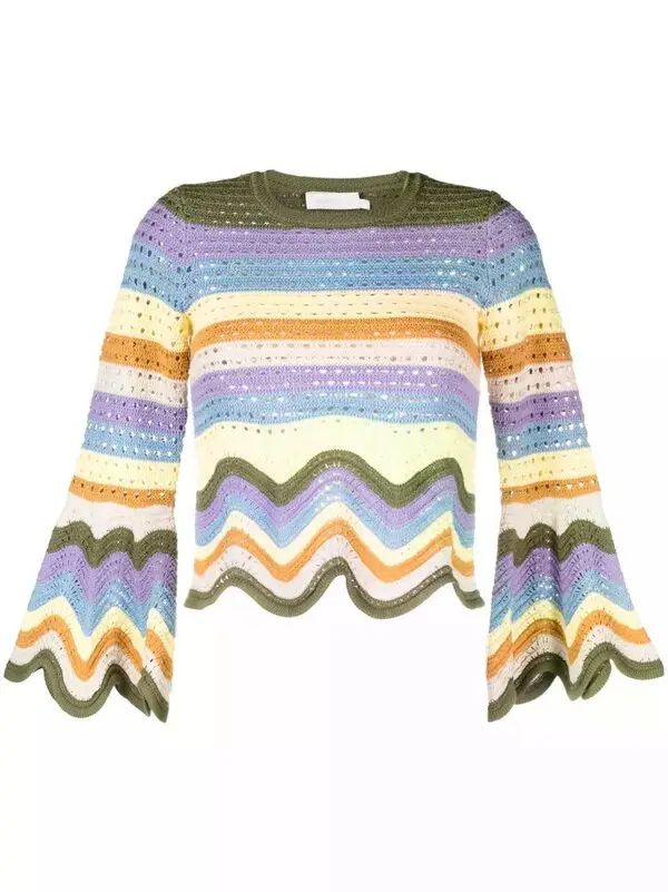 Zimmermann Striped Crochet-knit Cotton Top