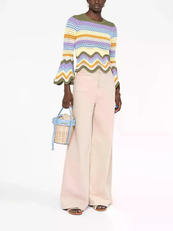 Zimmermann Striped Crochet-knit Cotton Top