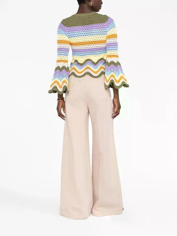Zimmermann Striped Crochet-knit Cotton Top