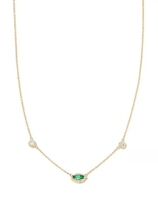 Jacquie Aiche 14kt Yellow Sophia Emerald And Diamond Necklace - Gold