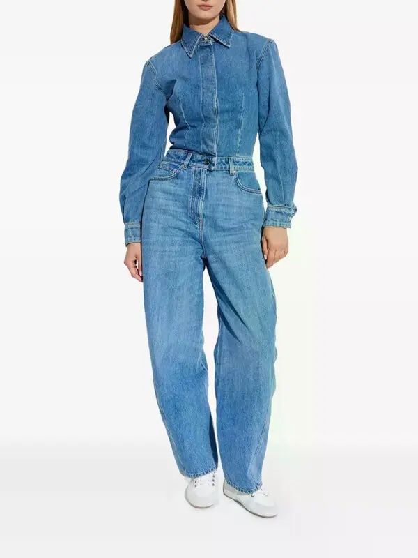 Givenchy Denim Shirt-collar Jumpsuit
