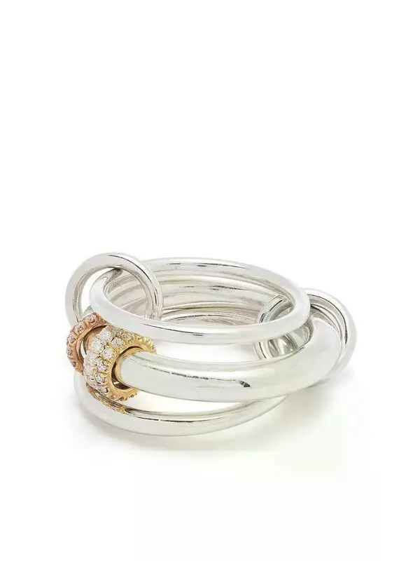 SPINELLI KILCOLLIN Gemini Sg Diamond Pavé Linked Rings - Silver
