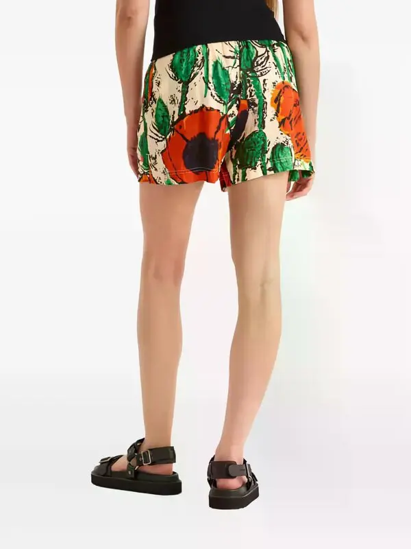WALES BONNER Poppy-print Elasticated Shorts