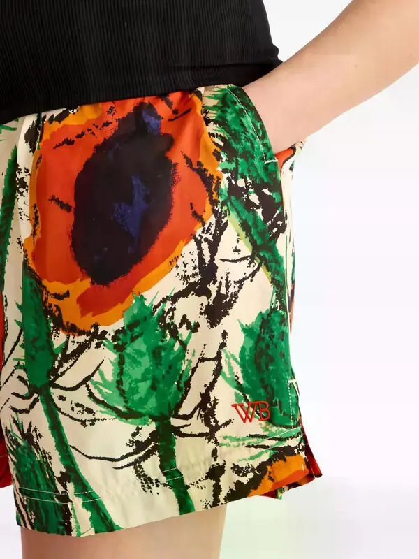 WALES BONNER Poppy-print Elasticated Shorts