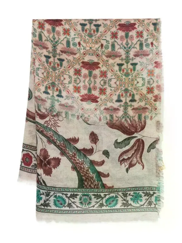PIERRE-LOUIS MASCIA Euclide Floral-print Scarf - Grey