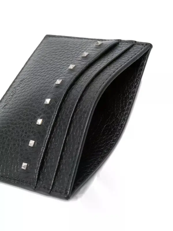 Valentino Garavani Rockstud Leather Card Holder - Black