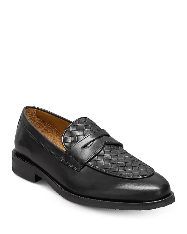 Allen Edmonds Como Leather Woven Slip-on Loafers - Black