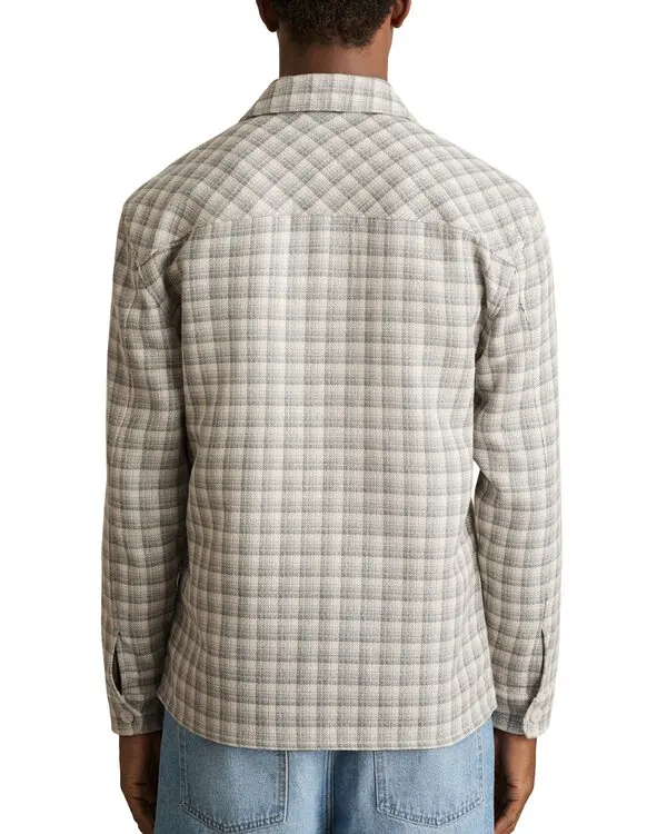 REISS Regular Fit Textured Check Shirt - Light Grey