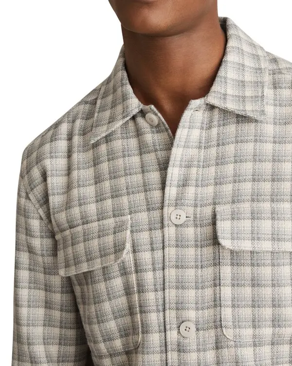 REISS Regular Fit Textured Check Shirt - Light Grey