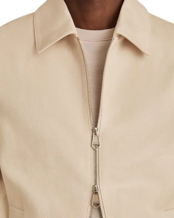REISS Regular Fit Twill Trucker Jacket - Ecru