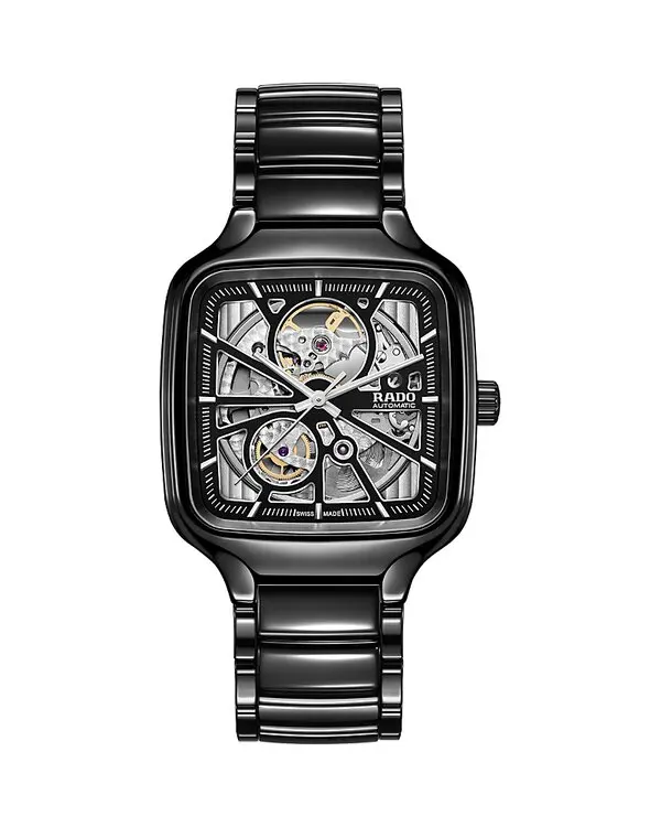 RADO True Square Automatic Open Heart Watch, 38mm X 38mm - Black/black