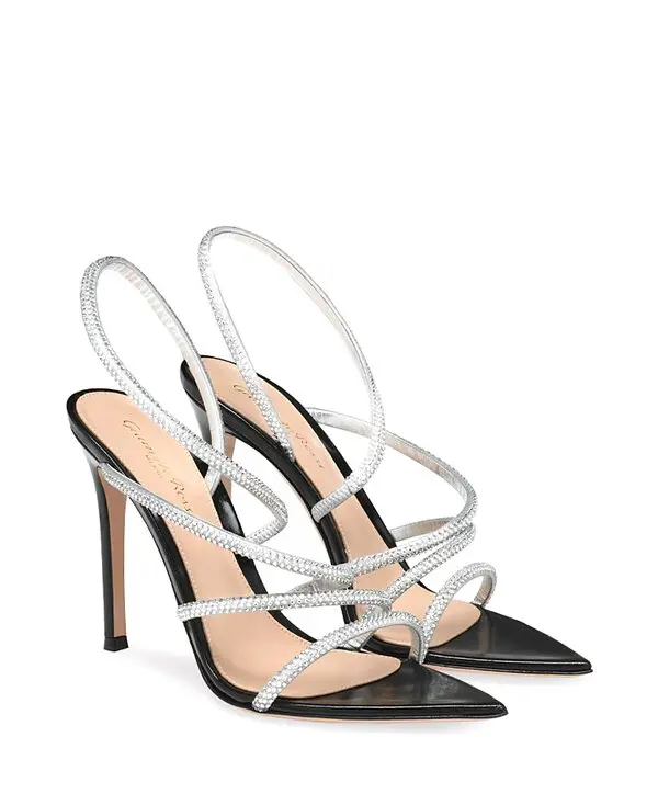 GIANVITO ROSSI Crystal Ettie Sandals - Black Suede