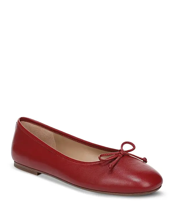 Sam Edelman Alie Ballet Flats With Bow Detailing - Deep Scarlet