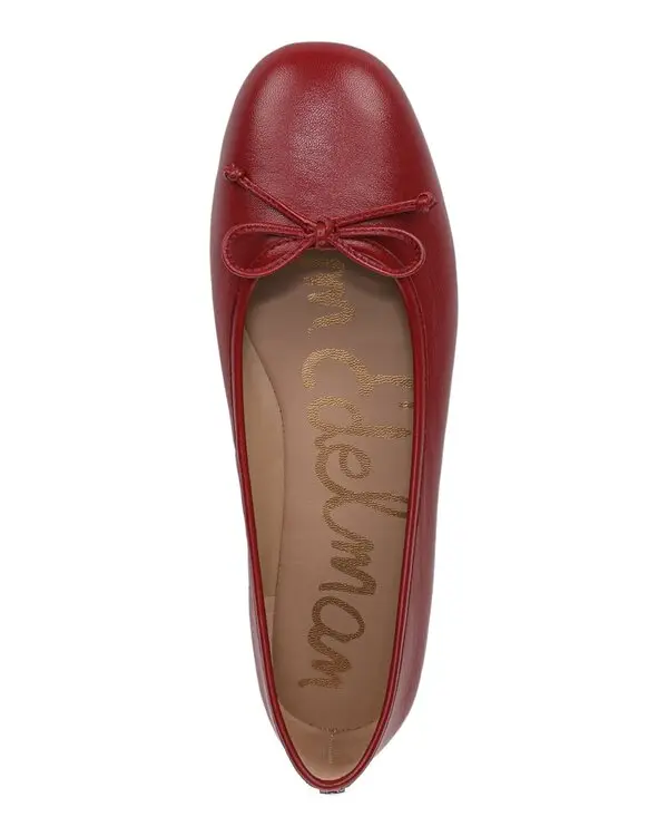 Sam Edelman Alie Ballet Flats With Bow Detailing - Deep Scarlet