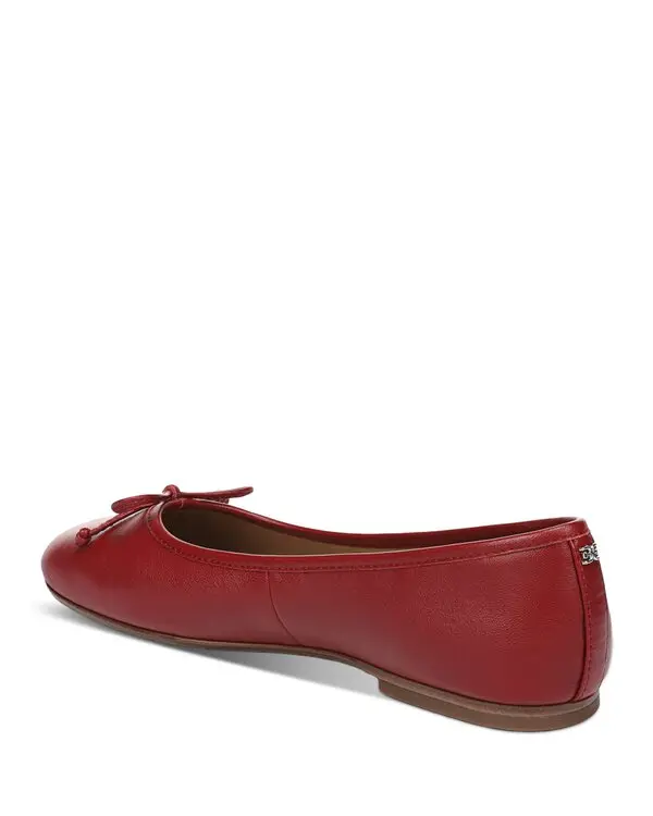 Sam Edelman Alie Ballet Flats With Bow Detailing - Deep Scarlet