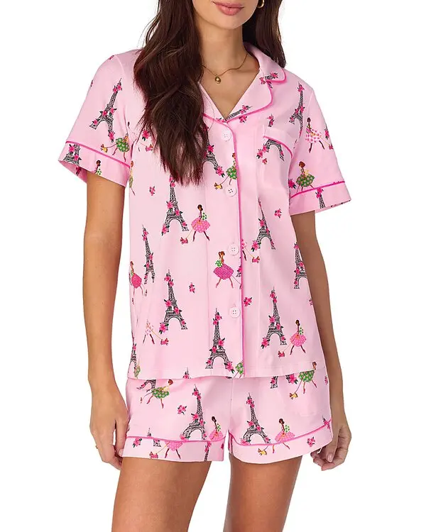 BEDHEAD PAJAMAS Eiffel Tower Print Shorty Pajama Set - Tres Chic