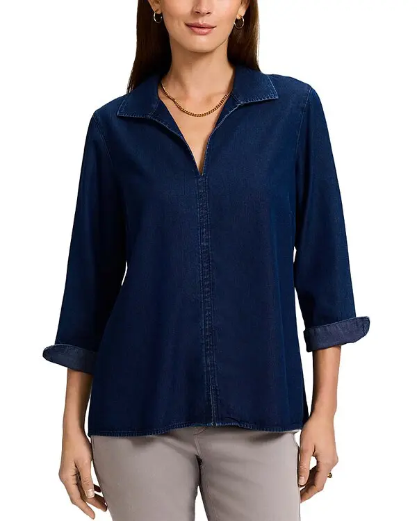 Foxcroft Agnes Denim Shirt - Dark Wash