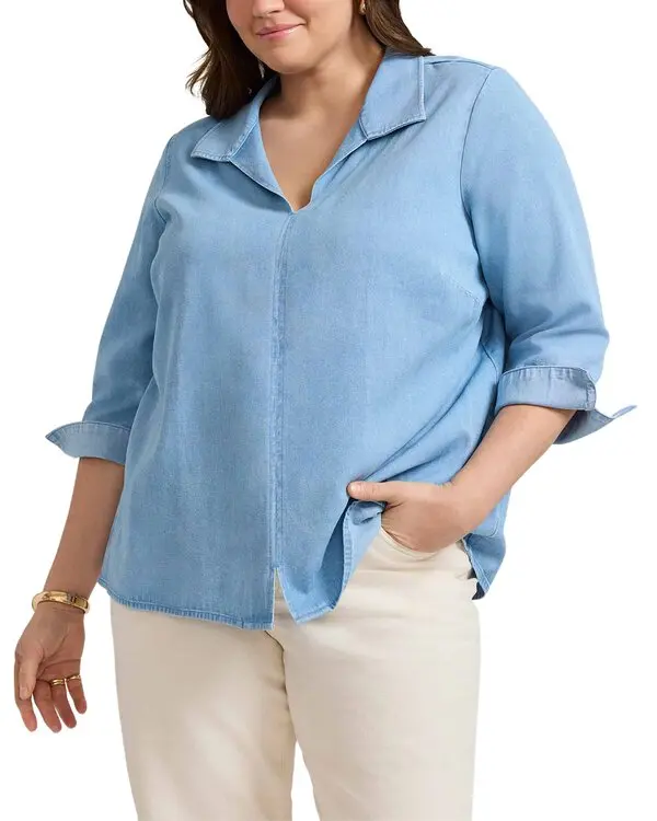 Foxcroft Agnes Denim Shirt - Bleach Wash