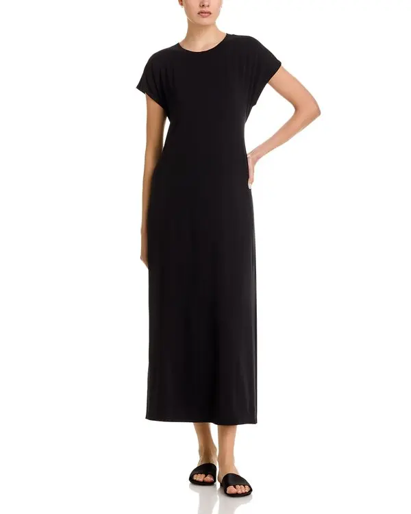 Eileen Fisher Fine Stretch Jersey Knit Dress In Black - 70% Off |  Editorialist