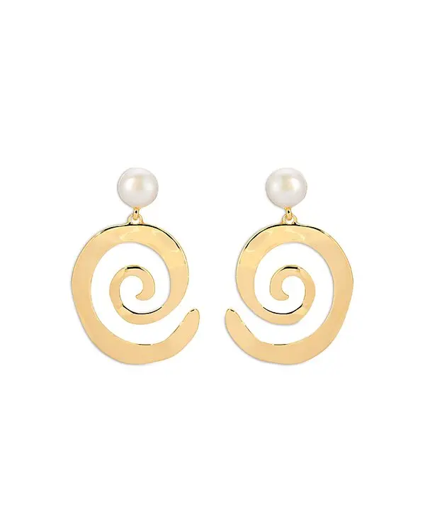 Ettika Aura Swirl Pearl Drop Earrings - Gold