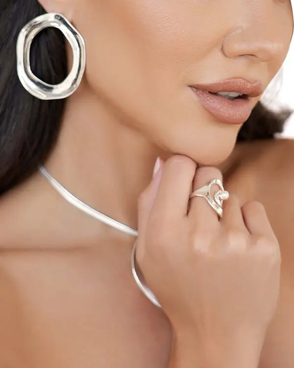 Ettika Open Circle Drop Earrings - Silver