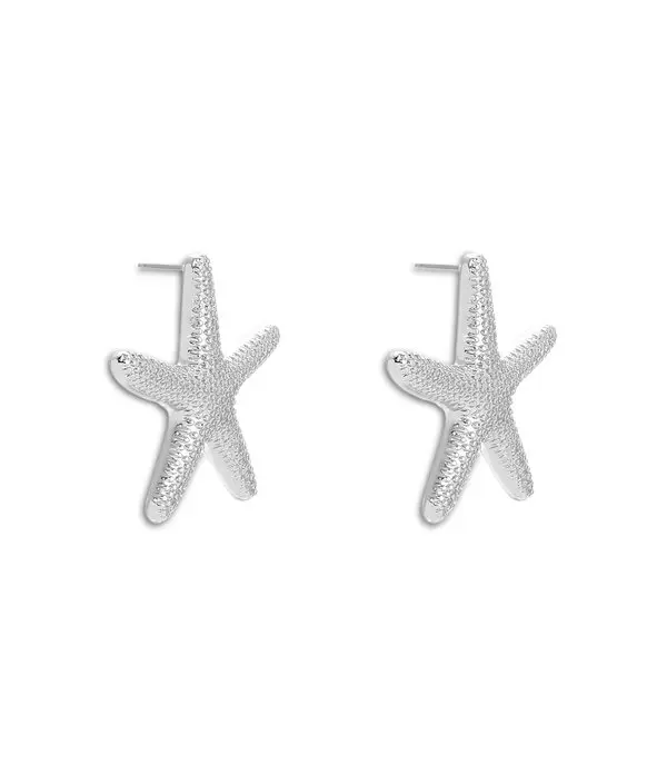 Ettika Textured Starfish Stud Earrings - Silver
