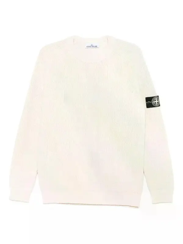 Stone Island Compass-badge Ribbed-knit Sweater - Neutrals