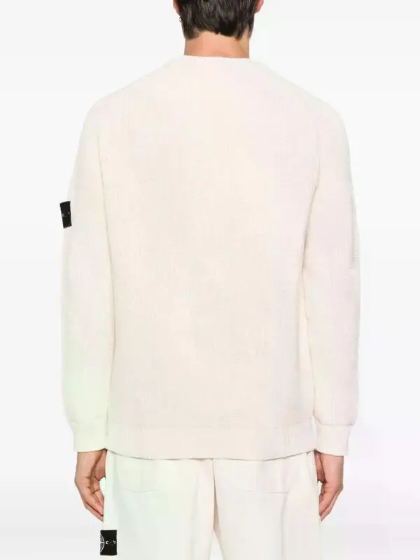 Stone Island Compass-badge Ribbed-knit Sweater - Neutrals
