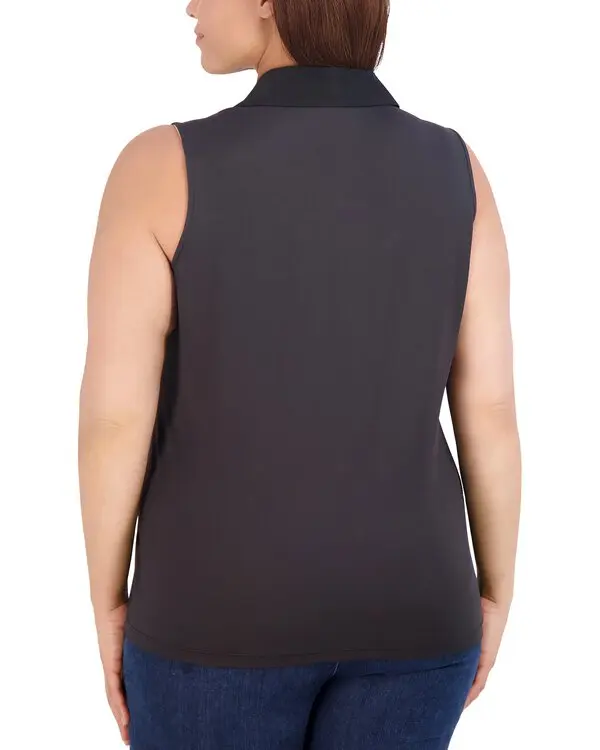 Foxcroft Mixed Media Top - Black