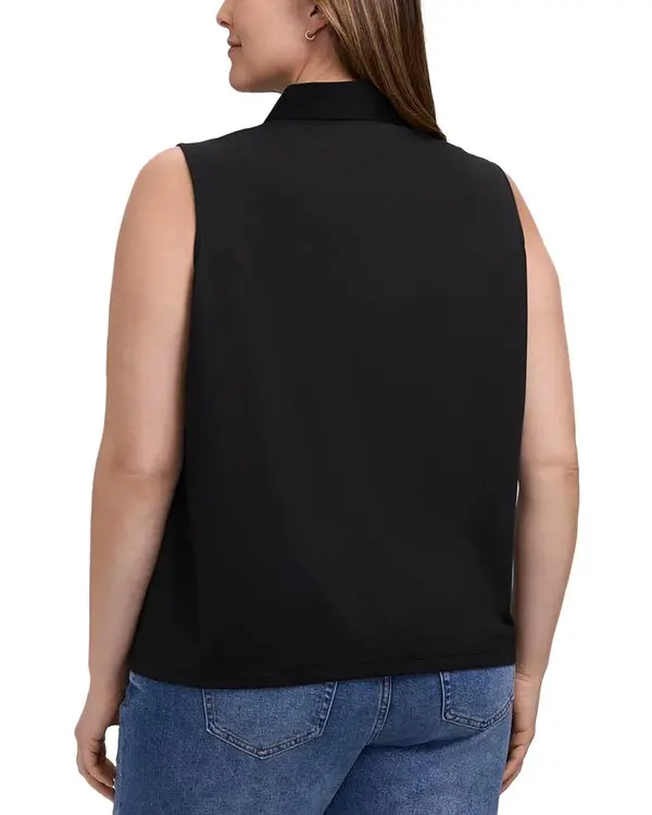 Foxcroft Mixed Media Top - Black