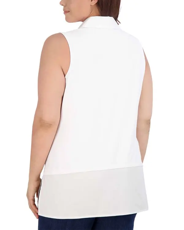 Foxcroft Mixed Media Top - White