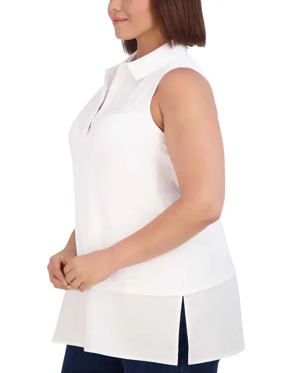Foxcroft Mixed Media Top - White