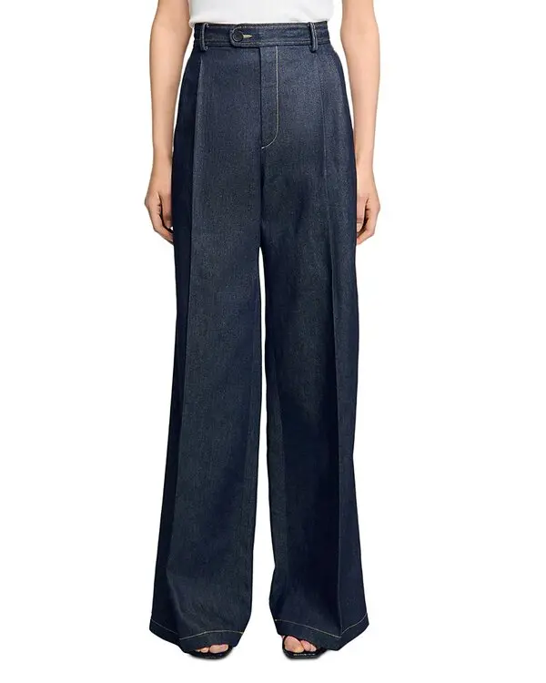 Sandro High-rise Wide Leg Denim Pants