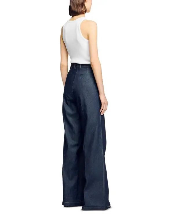 Sandro High-rise Wide Leg Denim Pants