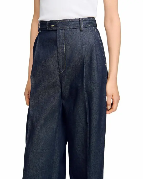 Sandro High-rise Wide Leg Denim Pants