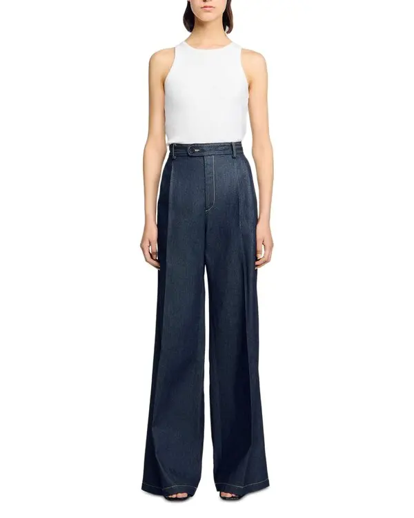 Sandro High-rise Wide Leg Denim Pants
