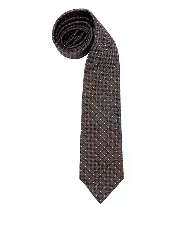 Brunello Cucinelli Geometric-pattern Neck Tie - Brown
