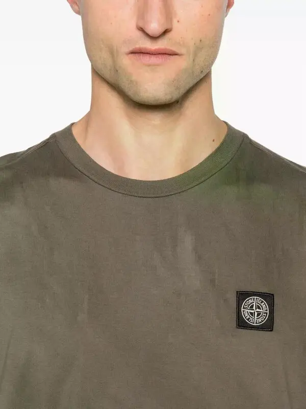 Stone Island Compass-Patch Cotton T-Shirt - Green | Editorialist
