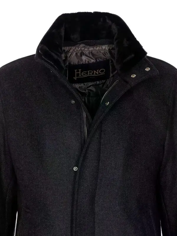 Herno High-neck Coat With Shearling Collar