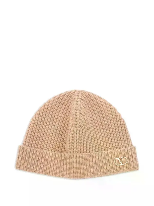 Valentino Garavani Vlogo Ribbed Beanie - Neutrals