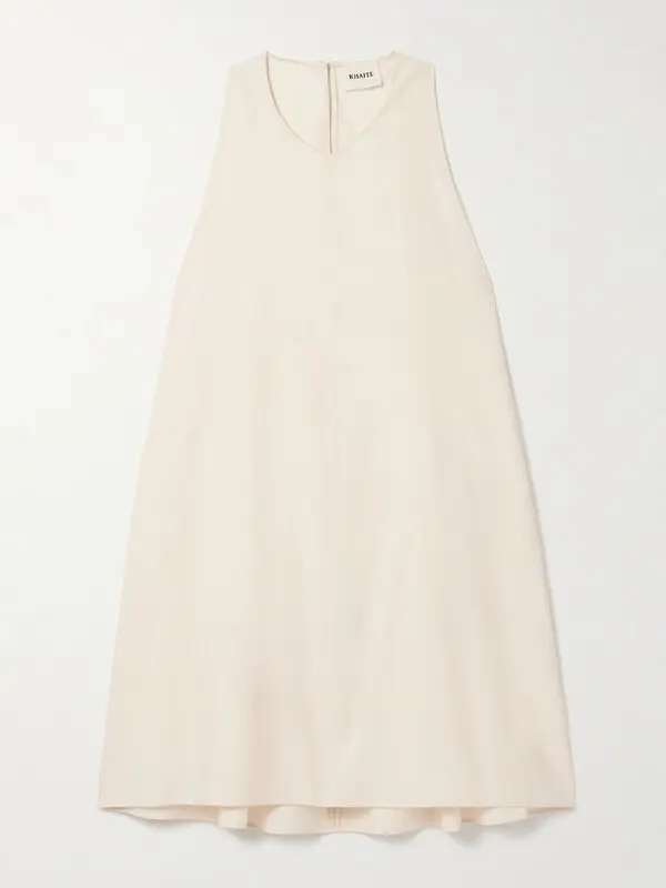Khaite Cotton-blend Poplin Mini Dress - Neutrals
