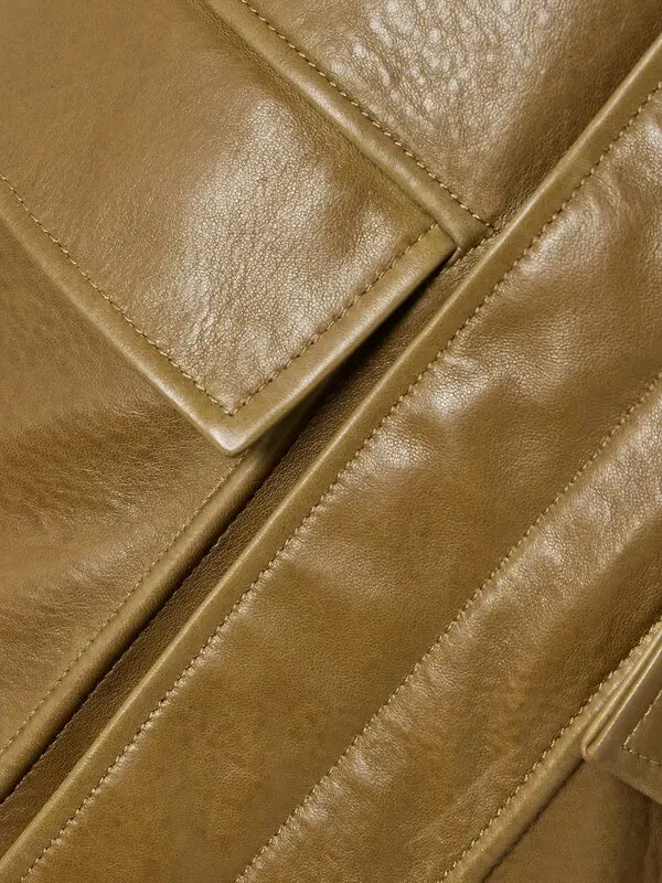 Nour Hammour Drey Textured-leather Jacket - Green