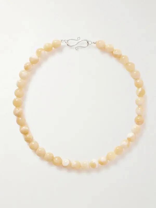 Lié Studio The Mary Silver Topaz Jade Necklace - Neutrals