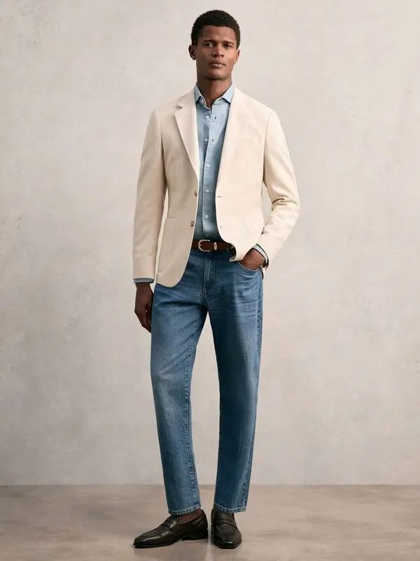 REISS Hop Single-breasted Textured Blazer Tailored-fit With Cotton