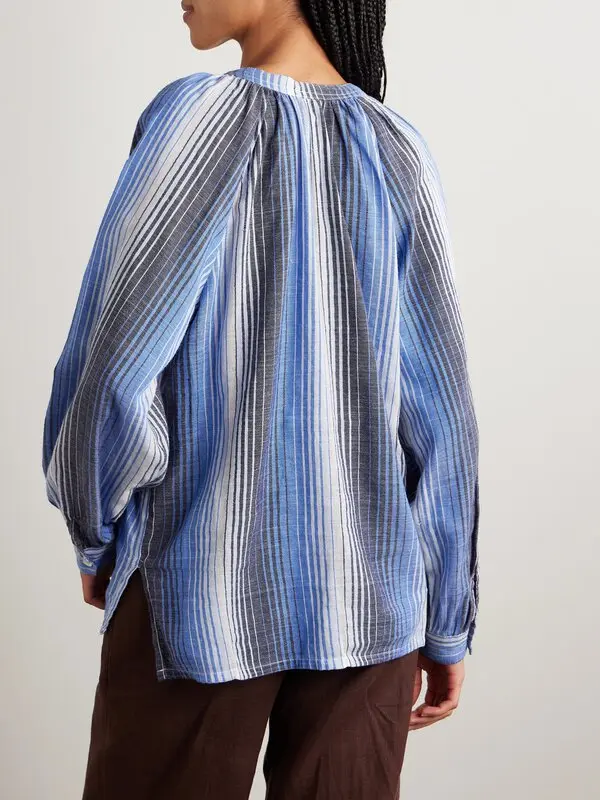LEMLEM Mita Striped Cotton-gauze Blouse